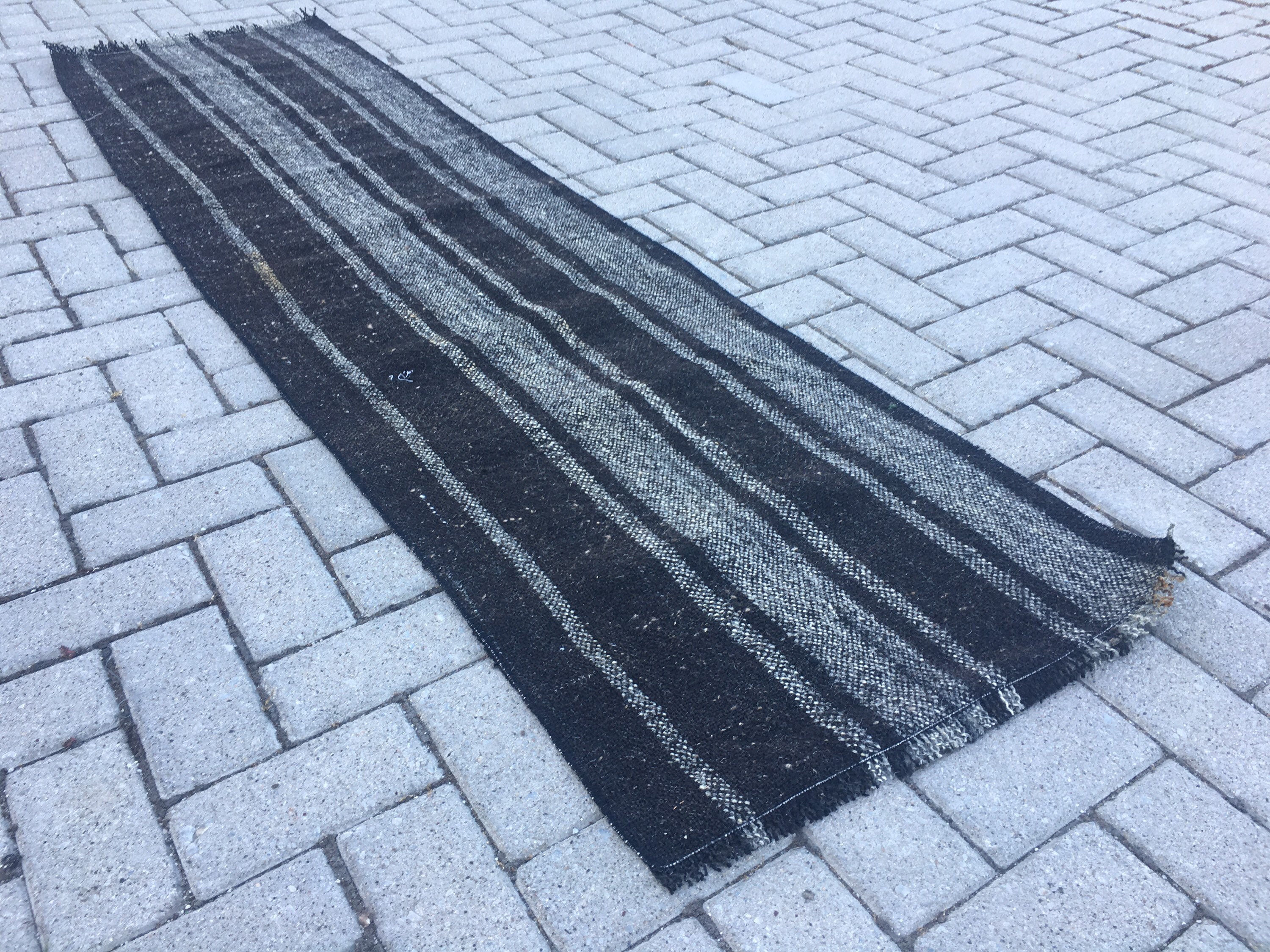 Black organic runner rug Striped runner rug Farmhouse | Etsy