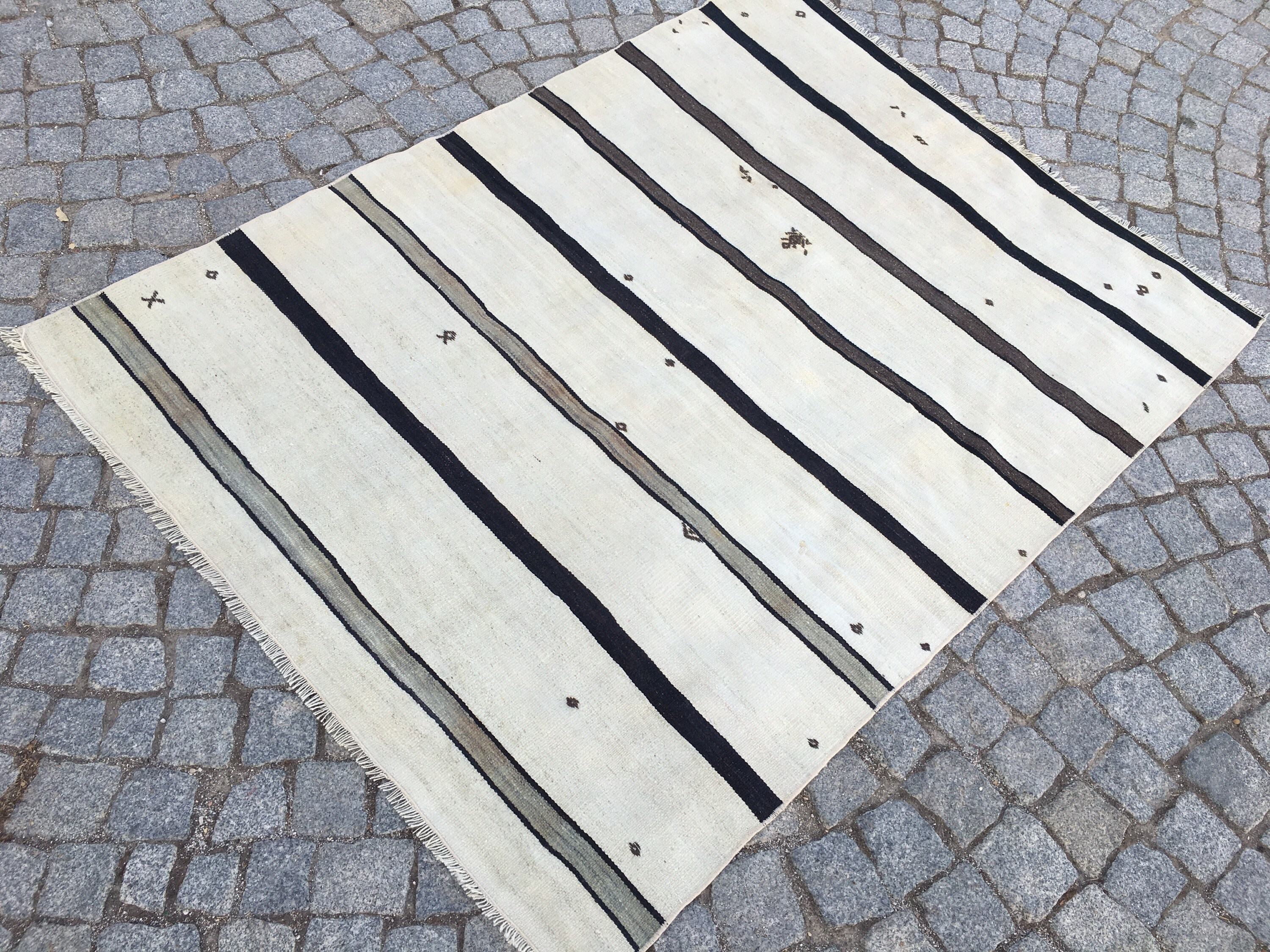 Vintage Striped Area Rug Farmhouse Area Rug Handmade Area | Etsy