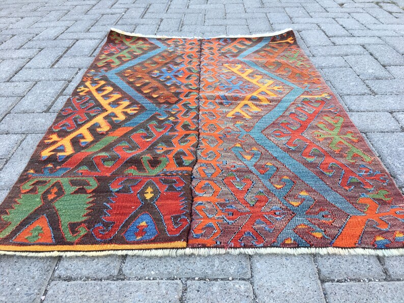 Eclectic small rug Colorful small rug Vintage small rug | Etsy