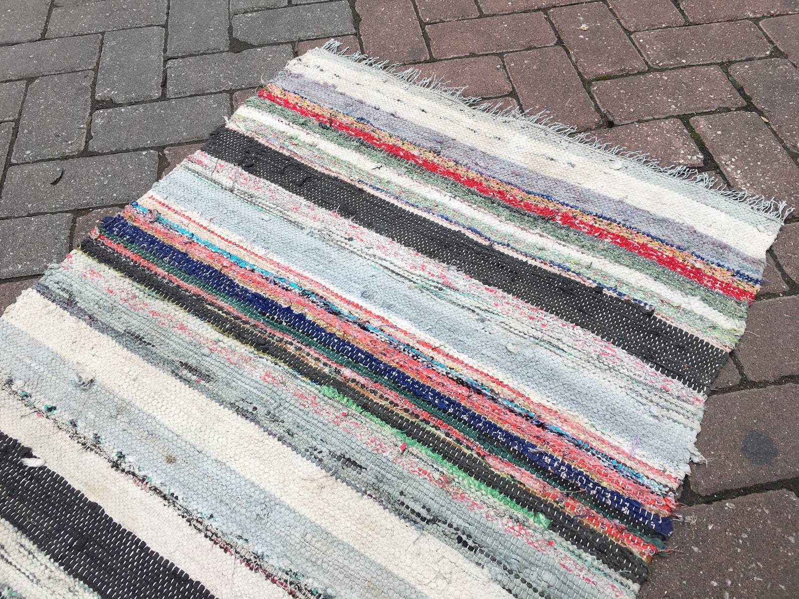 Striped Rag Runner Rug Vintage Runner Rug Hallway Runner - Etsy