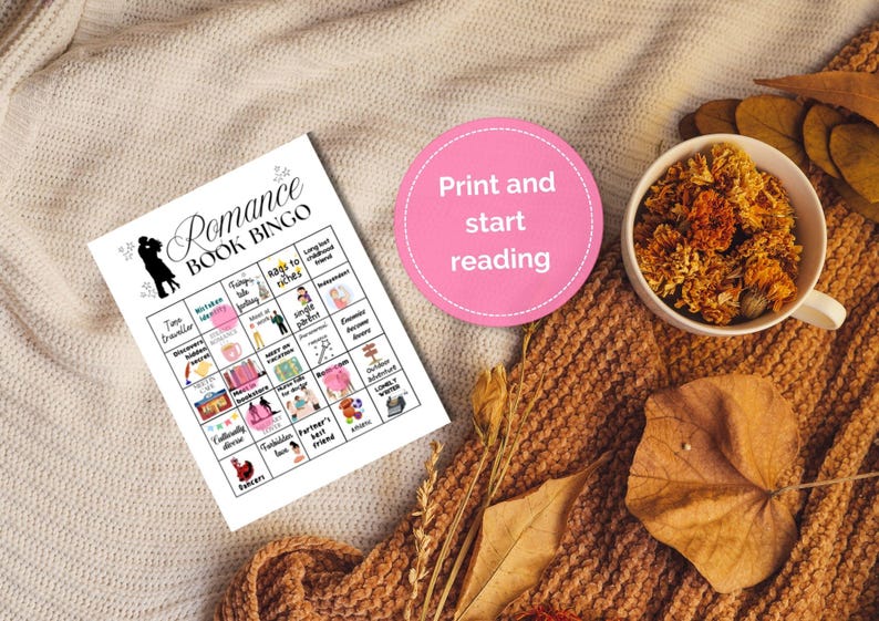 Romance Book Bingo Instant Digital Download, Holiday Reading Activity ...