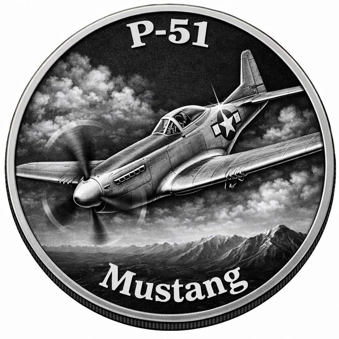 P-51 Mustang Challenge Coin Depthmap - Etsy