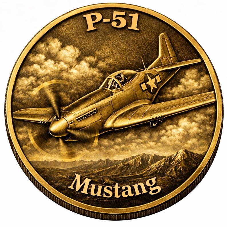 P-51 Mustang Challenge Coin Depth Map Digital Download - Etsy