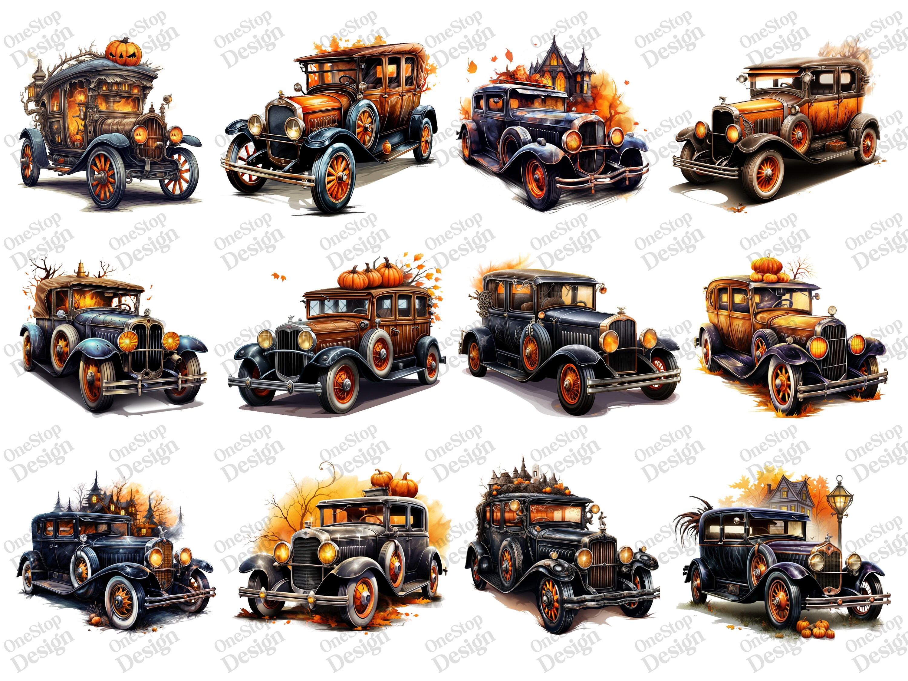 Watercolor Halloween Car Png Halloween Printables Halloween - Etsy