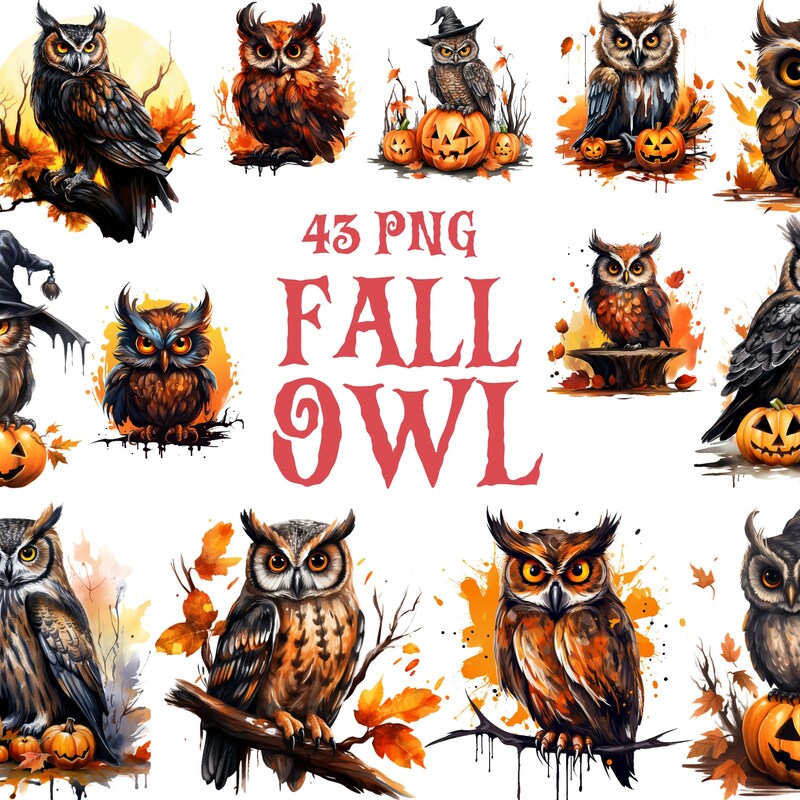 Fall Owl Clipart - Etsy
