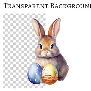 Watercolor Easter Bunny Clipart, Easter Png Design, Cute Bunny Clipart ...
