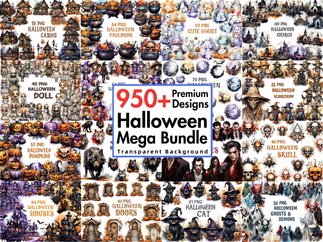 Halloween Mega Bundle, Halloween Png, Halloween Clipart, All in One ...