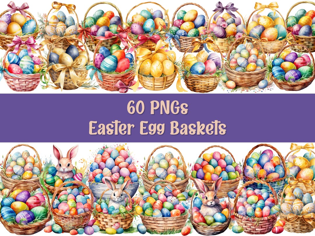 Watercolor Easter Basket Clipart, Easter Day Png, Eggs Basket Png ...