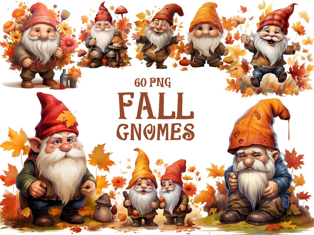 Watercolor Fall Gnomes Png, Fall Sublimation, Fall Png Trendy, Autumn ...