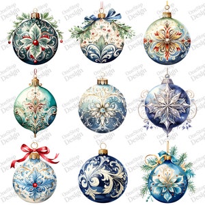 Watercolor Christmas Ornaments Png, Trendy Ornament Png, Ornament ...