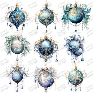 Watercolor Christmas Ornaments Png, Trendy Ornament Png, Ornament ...
