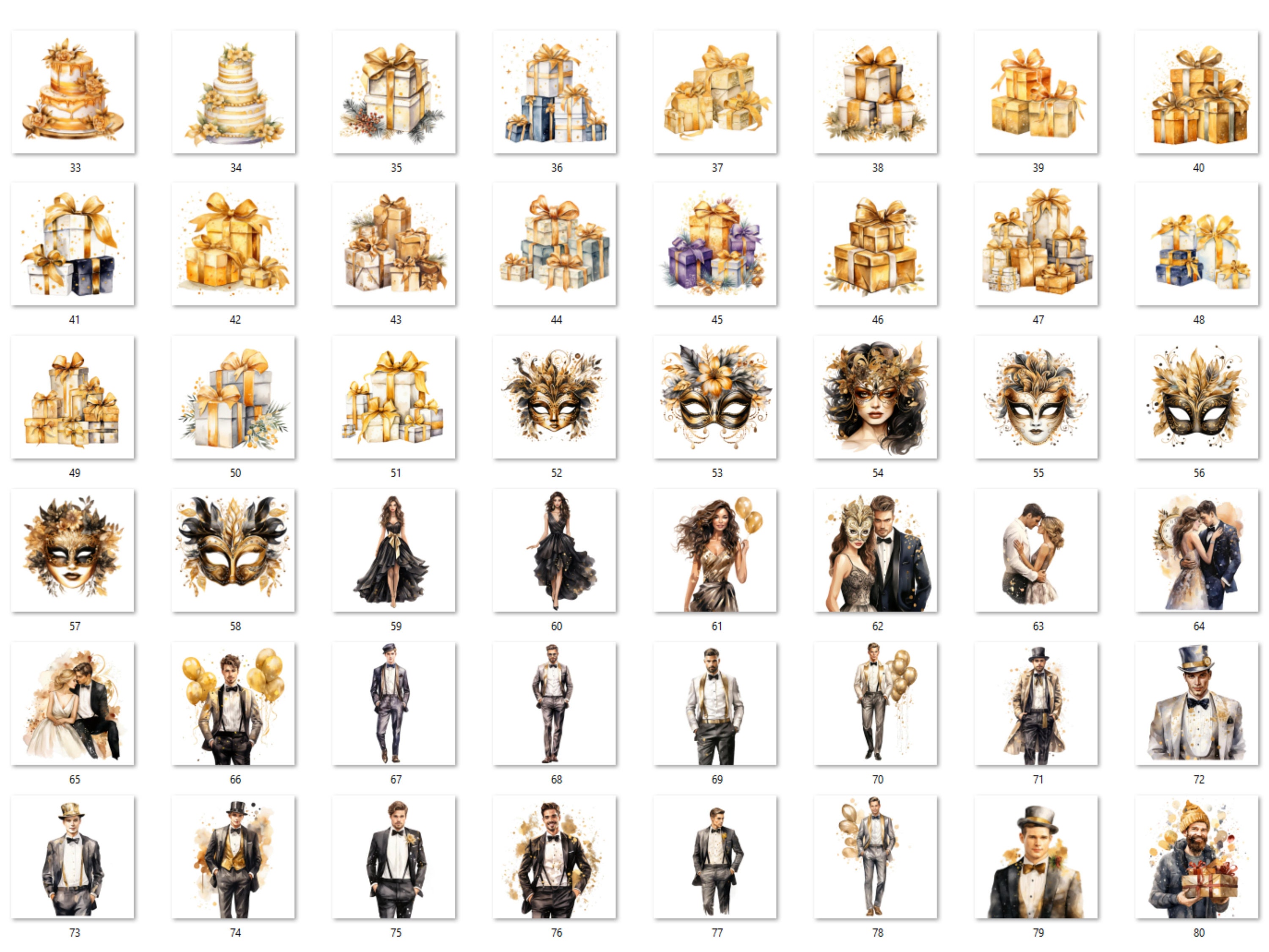 Watercolor New Year Clipart, Celebration Clipart, Happy New Year Png ...