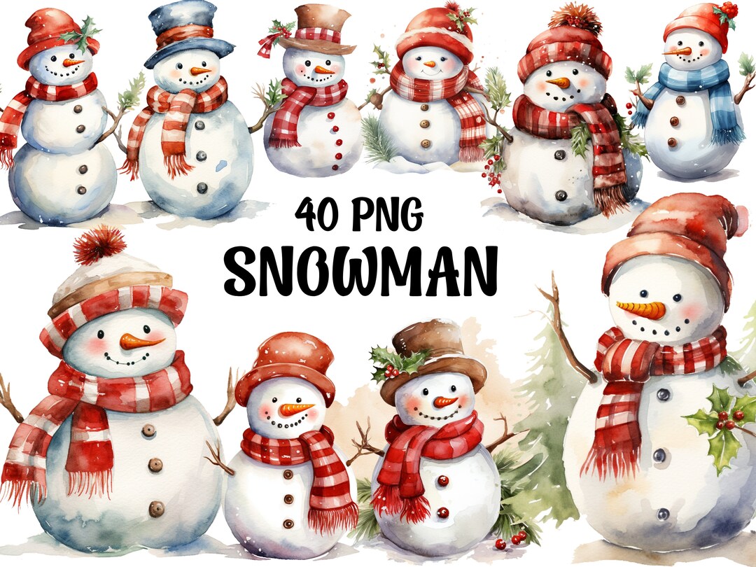 Watercolor Snowman Png, Winter Clipart, Cute Snowman Png, Holiday ...
