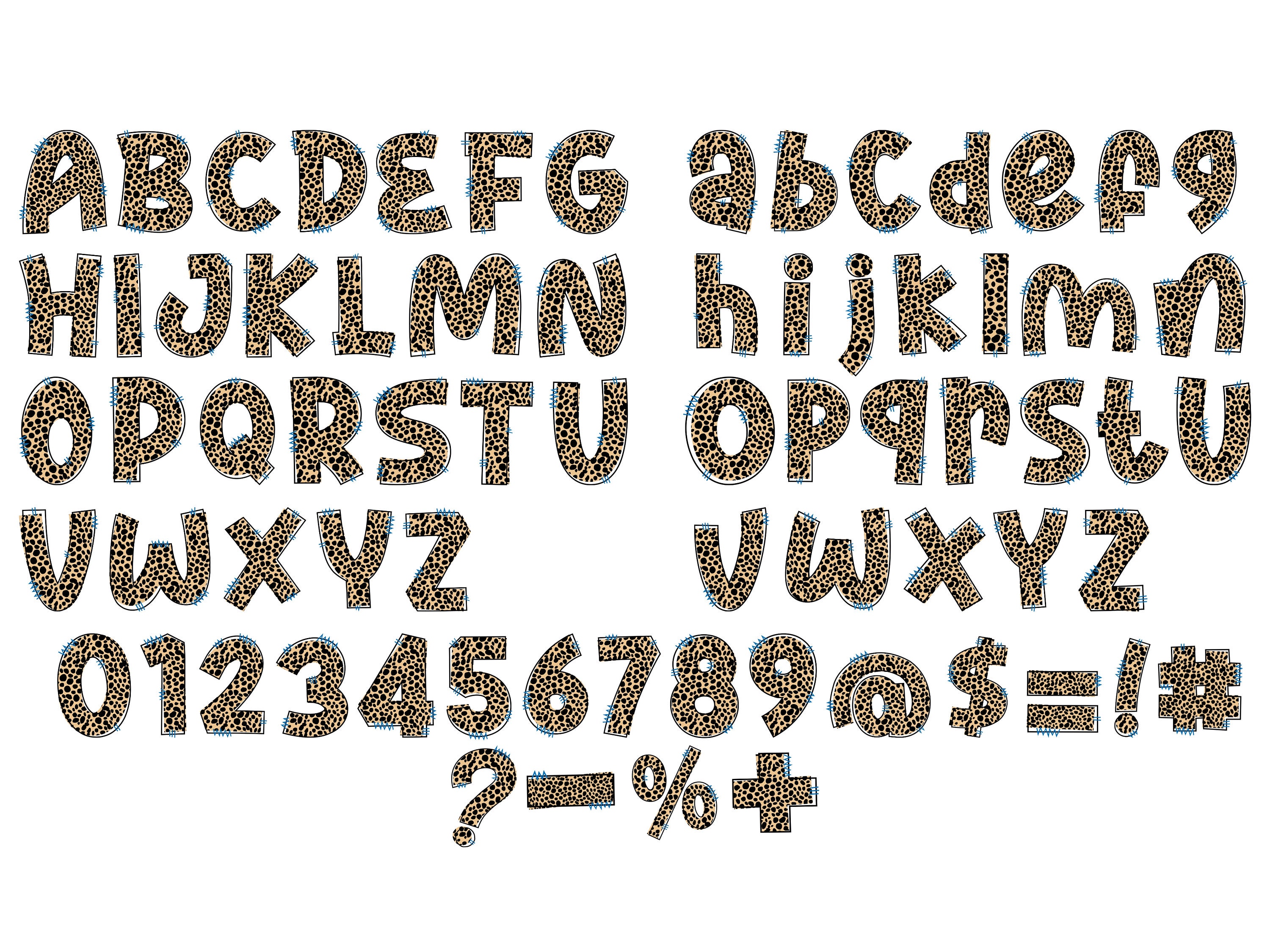 Leopard Print Doodle Alphabet Png Doodle Letters Png Doodle - Etsy