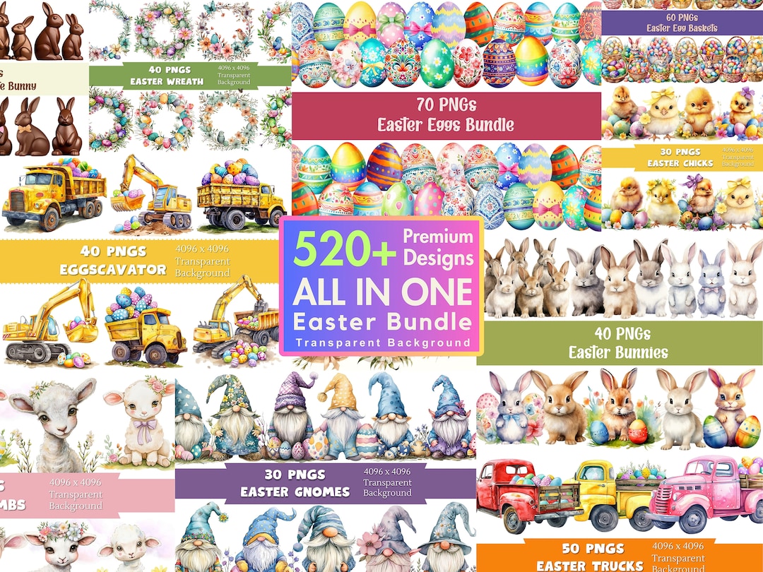 Easter Mega Bundle, Mega Bundle Art Set, All in One Bundle, Easter Png ...