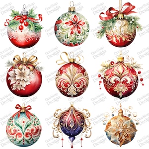Watercolor Christmas Ornaments Png, Trendy Ornament Png, Ornament ...