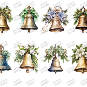 Watercolor Christmas Bells Clipart, Christmas Png Design, Transparent ...