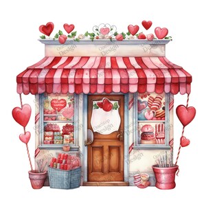 Watercolor Valentine Candy Shop Clipart, Valentines Day Png, Romantic ...