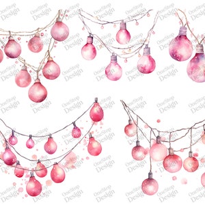 Watercolor Christmas Lights Clipart, Christmas Decor, Holiday Clipart ...
