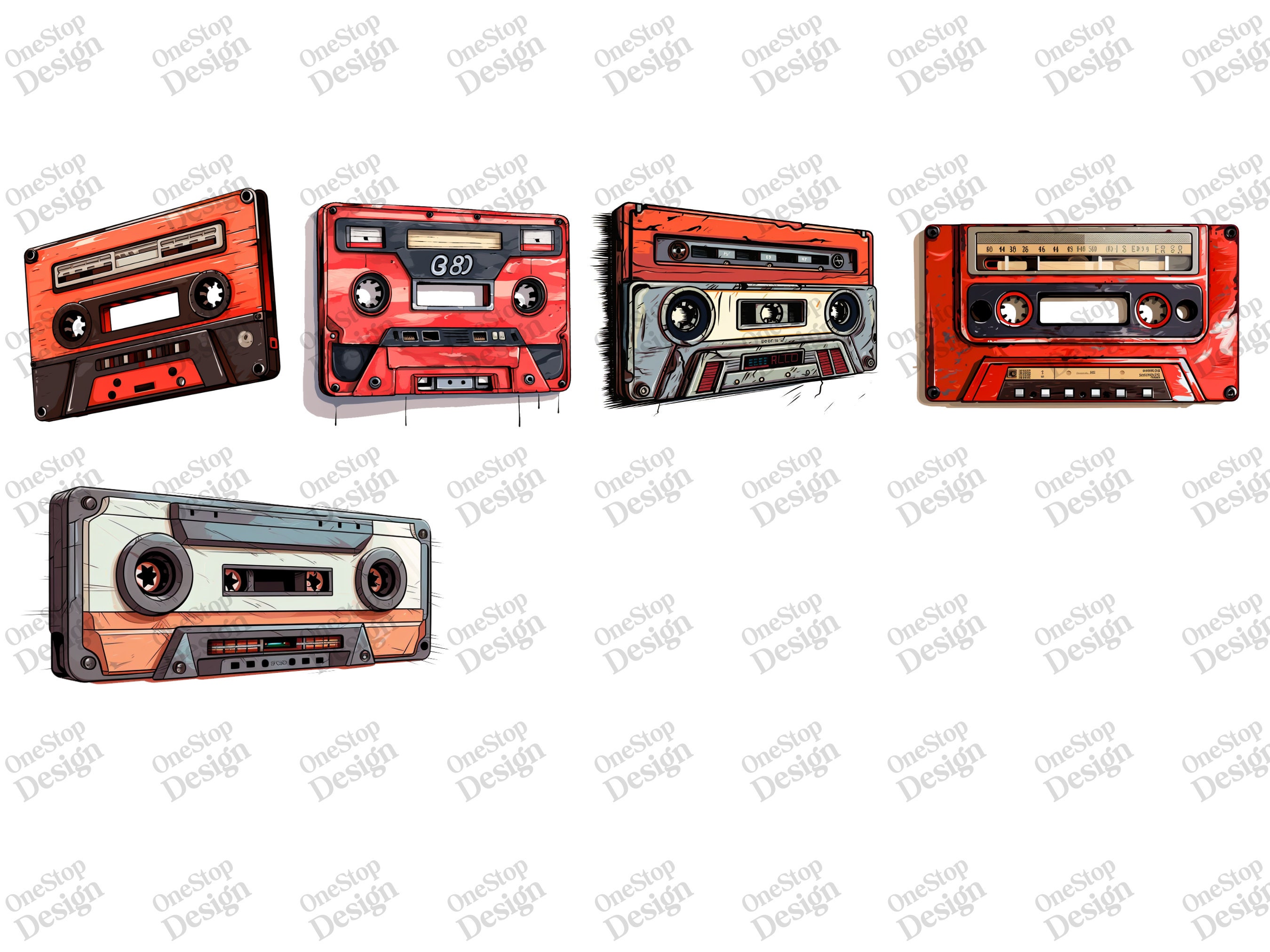 Watercolor Retro Cassettes Clipart Cassette Tapes Png Music - Etsy