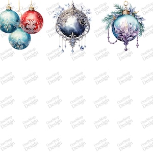 Watercolor Christmas Ornaments Png, Trendy Ornament Png, Ornament ...