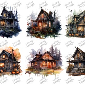 Watercolor Halloween Cabin Clipart, Halloween Png Design, Transparent ...