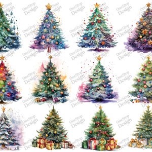 Watercolor Christmas Tree Clipart, Christmas Tree Png, Christmas Decor ...