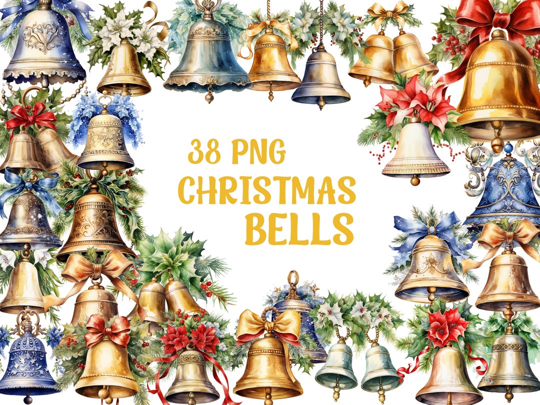 Watercolor Christmas Bells Clipart, Christmas Png Design, Transparent ...