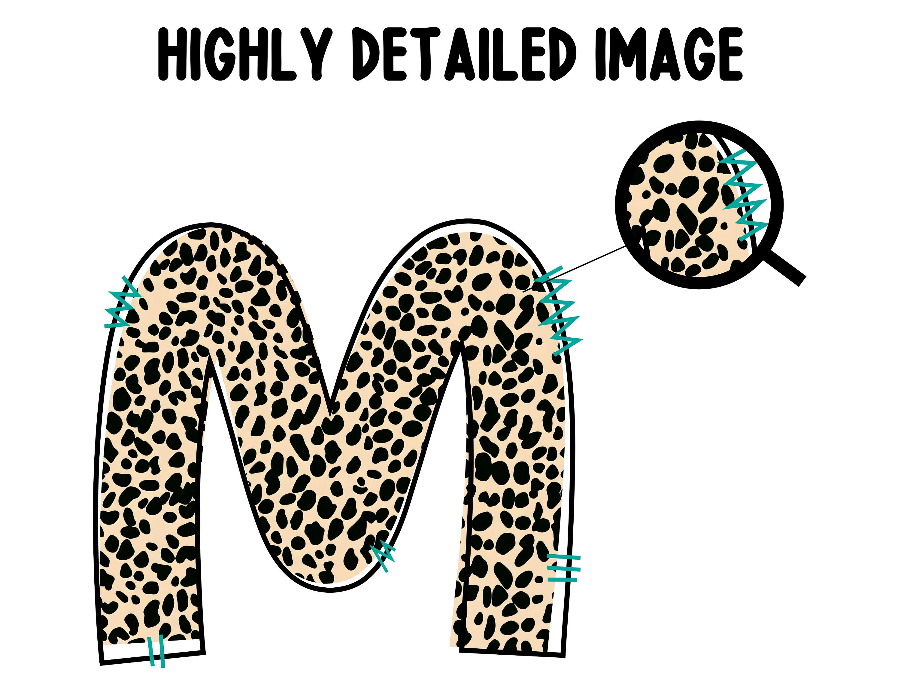 Leopard Print Doodle Font Clipart Animal Print Font Cheetah - Etsy