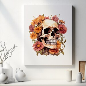 Watercolor Fall Skull Clipart, Trendy Fall Png, Fall Sublimation ...
