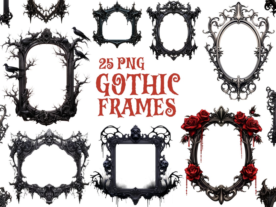 Watercolor Gothic Frame Png, Dark Fantasy Watercolor, Vintage Picture ...