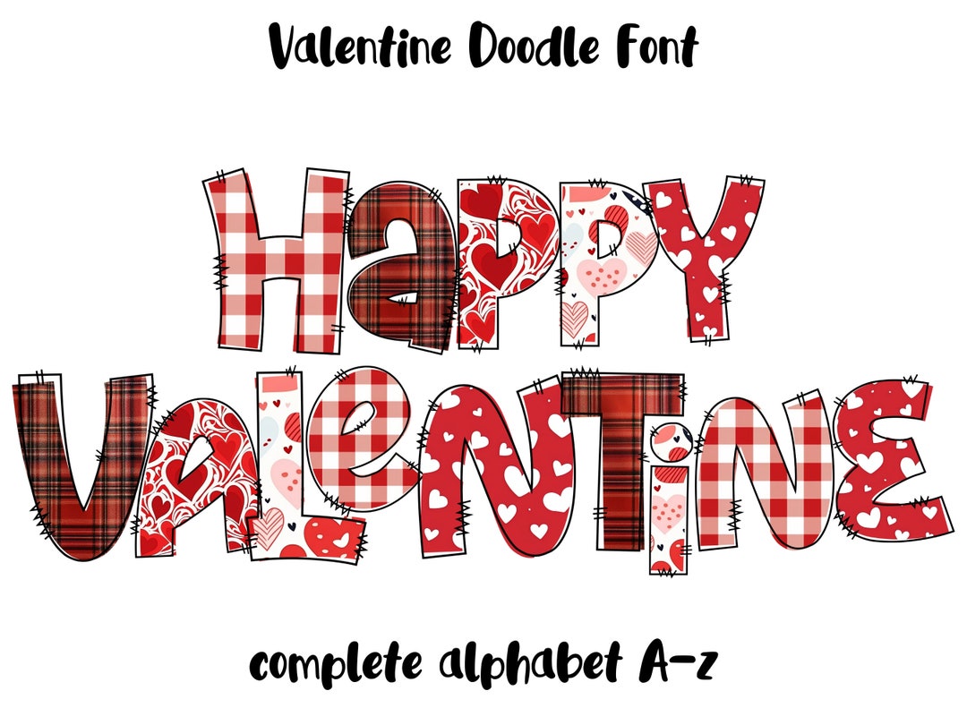 Valentines Day Doodle Font, Valentine Letters, Valentine Alphabet ...