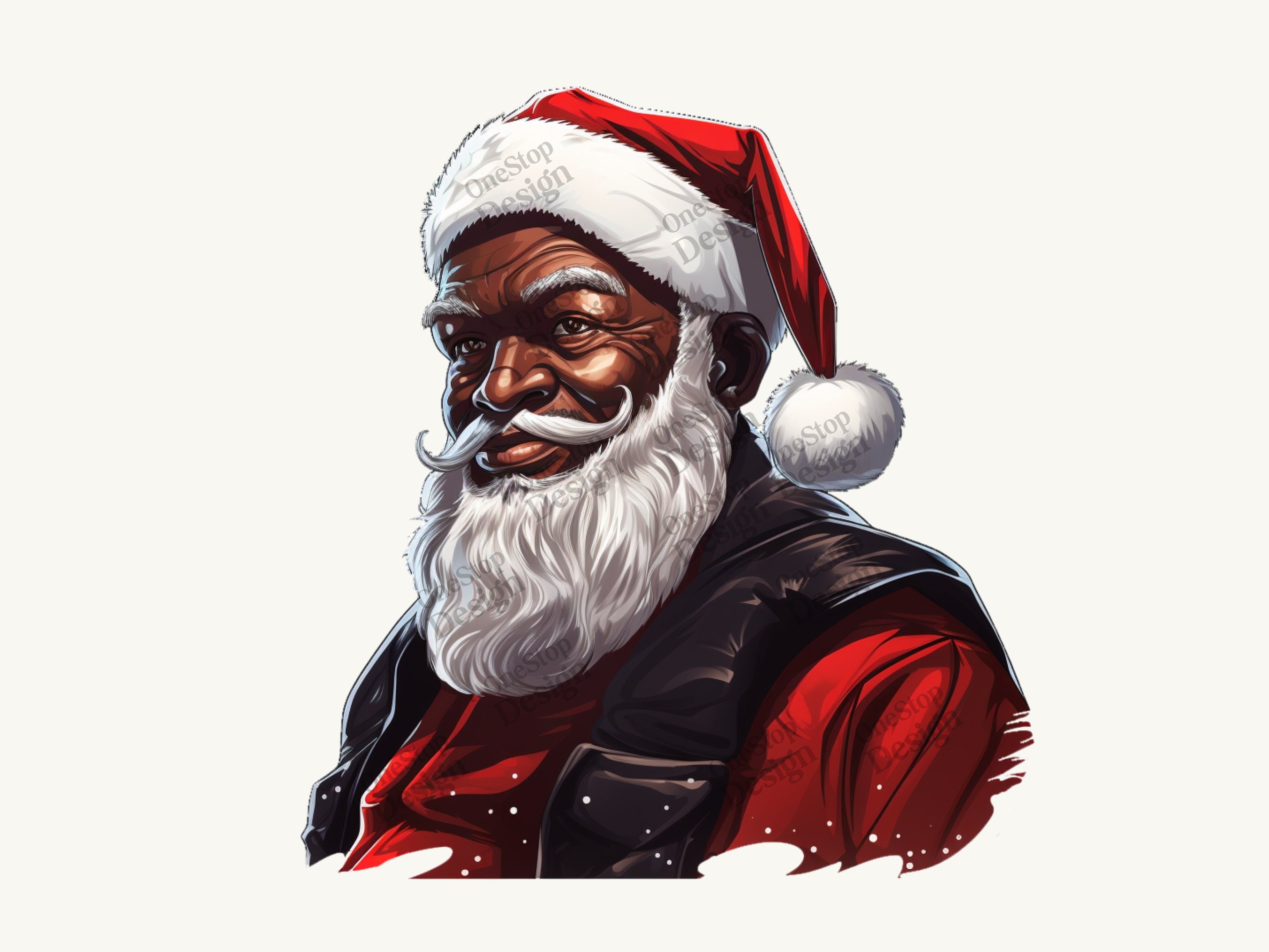 Black Santa Clipart, African American, Santa Sublimation, Holiday ...