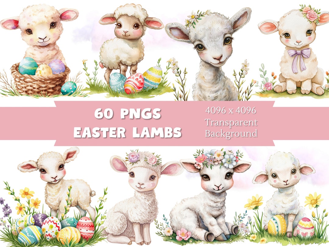 Watercolor Easter Lamb Clipart, Cute Sheep Clipart, Spring Lamb Clipart ...
