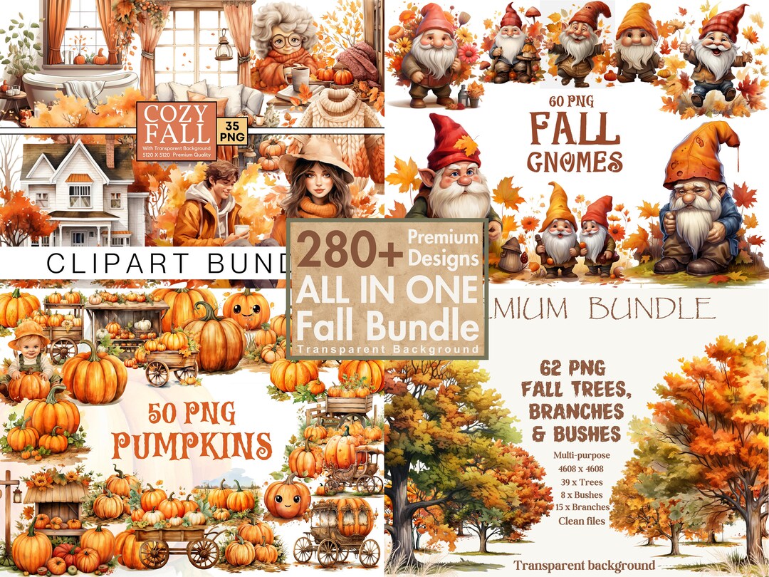 Watercolor Fall Mega Bundle, Autumn Png Designs, Fall Sublimation, All ...