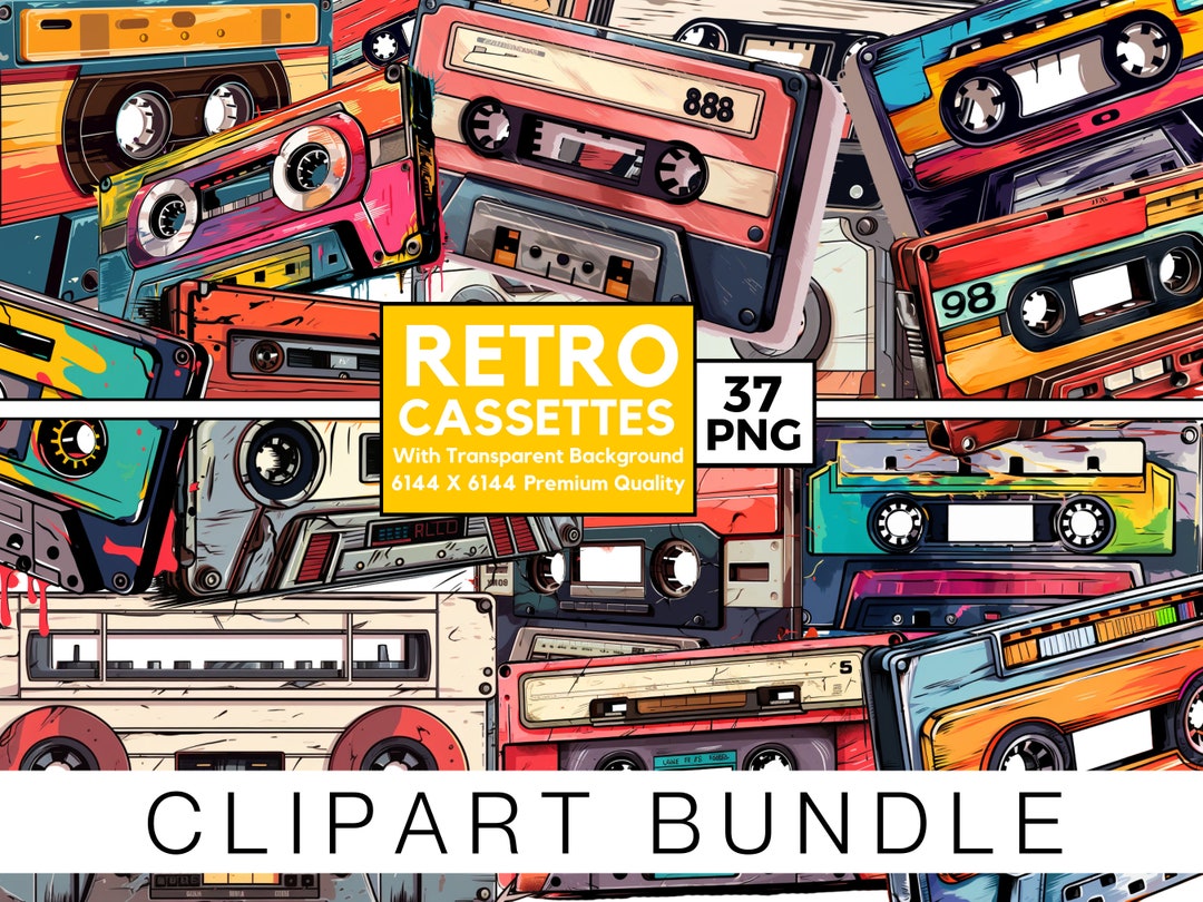 Watercolor Retro Cassettes Clipart, Cassette Tapes Png, Music Graphics ...