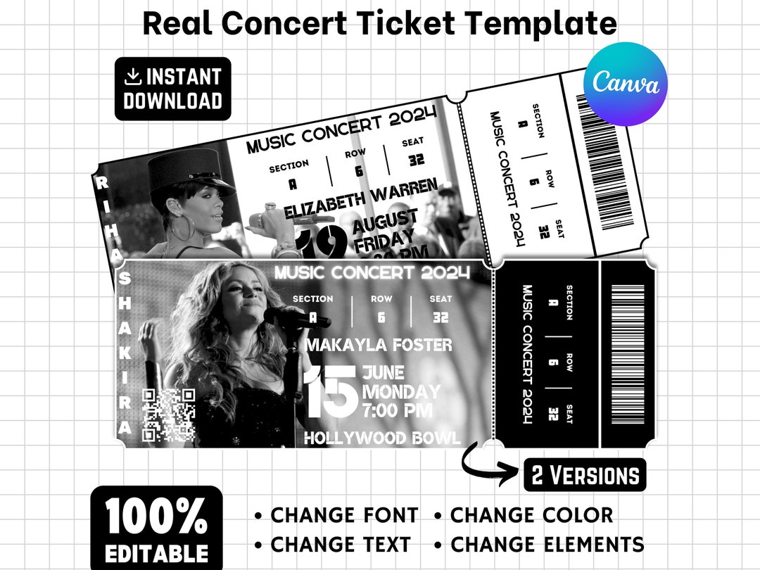 Editable Concert Ticket Canva Template, Fake Personalised Ticket ...