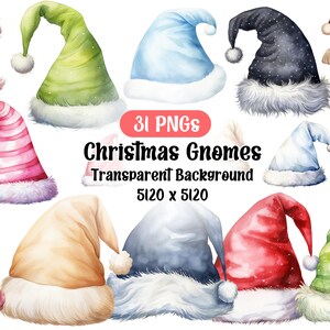 Watercolor Santa Hat Clipart, Holiday Bundle Png, Winter Hat Png ...