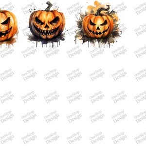 Watercolor Halloween Pumpkin Clipart, Horror Bundle Png, Scary ...