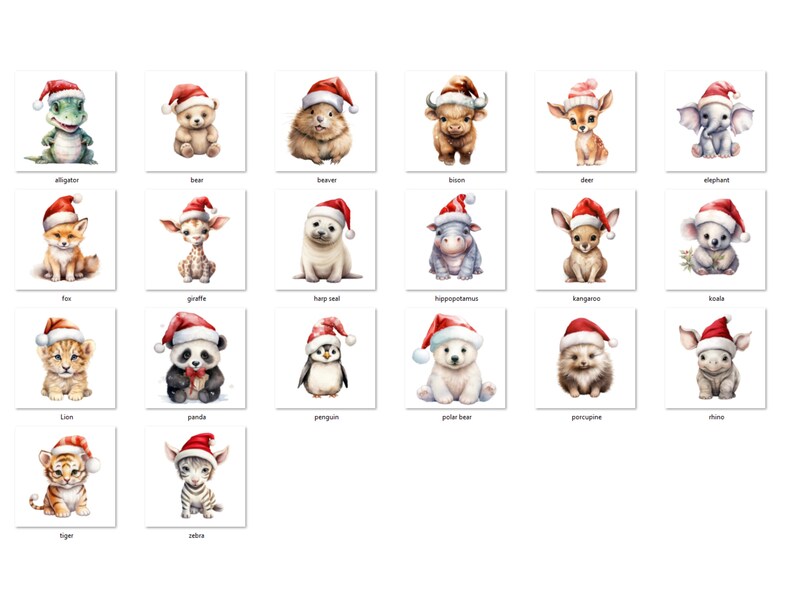 Watercolor Christmas Animals Clipart Xmas Animals Png Animal - Etsy