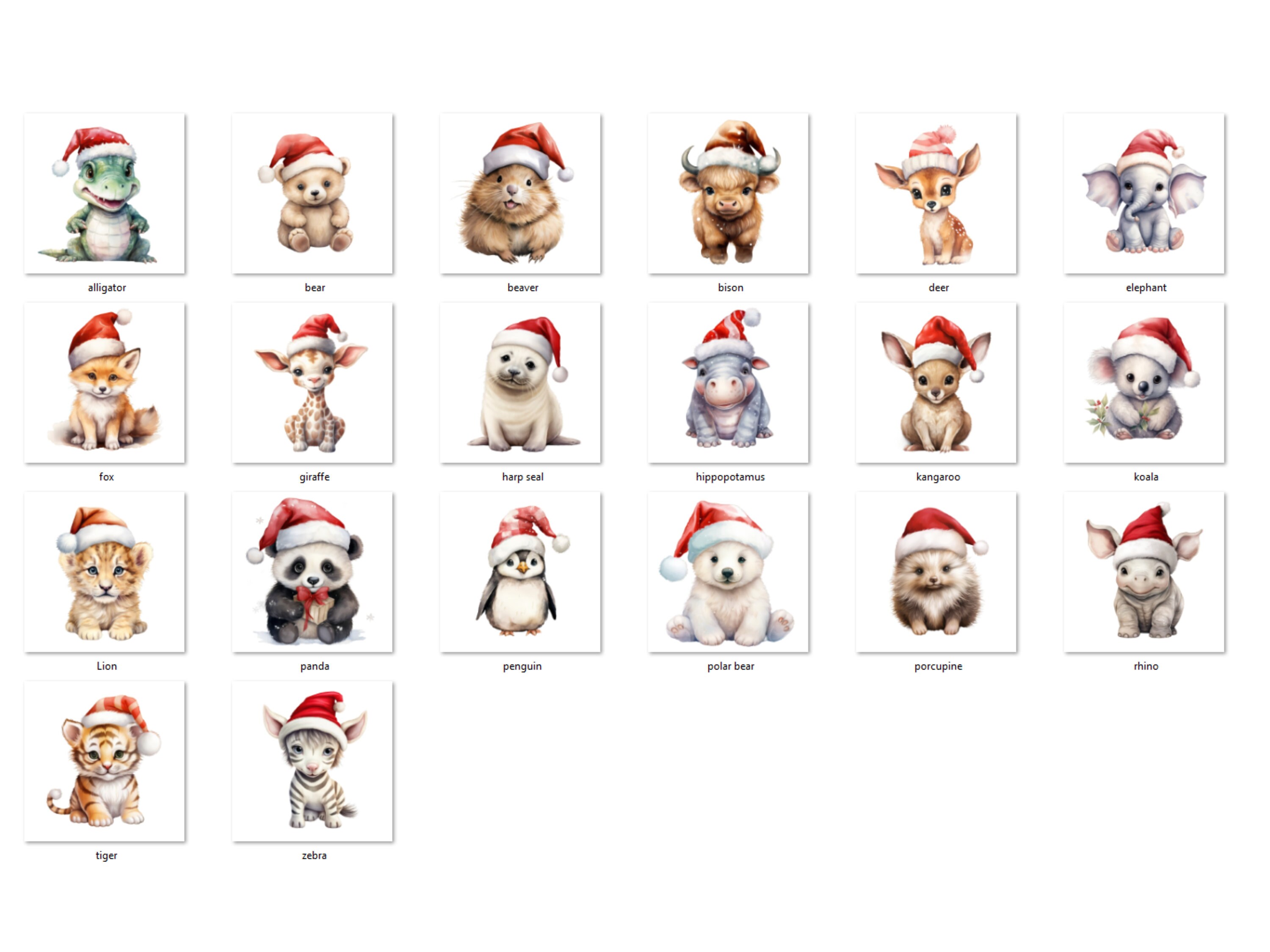 Watercolor Christmas Animals Clipart Xmas Animals Png Animal - Etsy