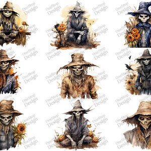 Watercolor Scarecrow Clipart, Fall Scarecrow Clipart, Autumn Clipart ...