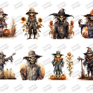 Watercolor Scarecrow Clipart, Fall Scarecrow Clipart, Autumn Clipart ...