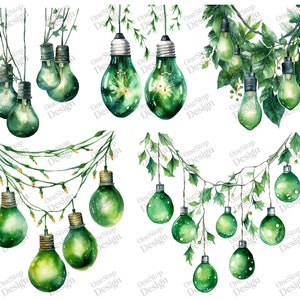 Watercolor Christmas Lights Clipart, Christmas Decor, Holiday Clipart ...