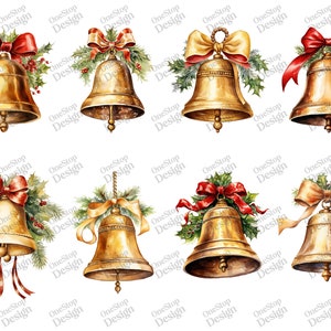 Watercolor Christmas Bells Clipart, Christmas Png Design, Transparent ...