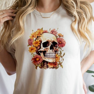 Watercolor Fall Skull Clipart, Trendy Fall Png, Fall Sublimation ...