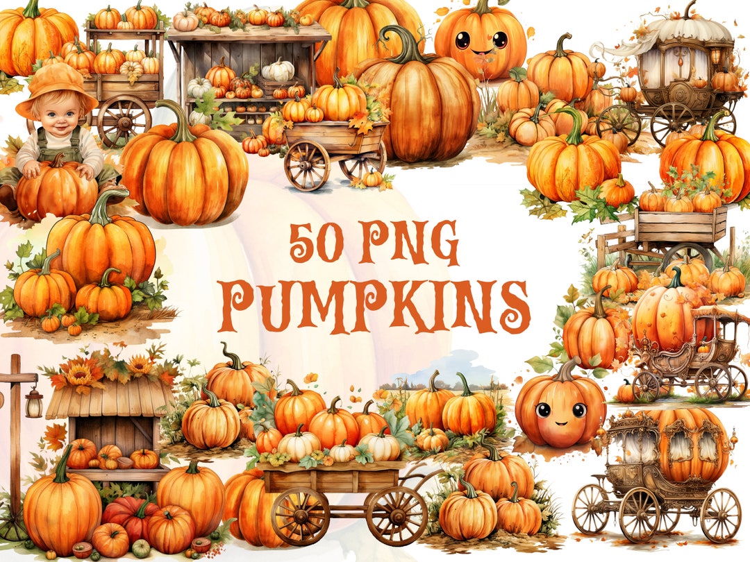 Watercolor Pumpkins Clipart, Fall Pumpkin Png, Pumpkin Png Clipart ...