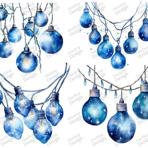 Watercolor Christmas Lights Clipart, Christmas Decor, Holiday Clipart ...