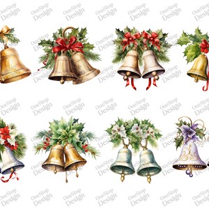 Watercolor Christmas Bells Clipart, Christmas Png Design, Transparent ...