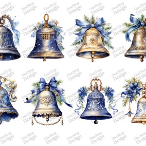 Watercolor Christmas Bells Clipart, Christmas Png Design, Transparent ...